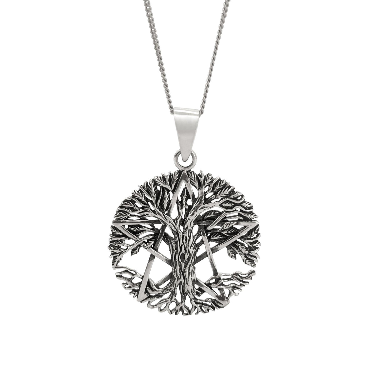 Sterling Silver Pentacle Tree of Life Necklace | Wiccan Pendant | Silverly