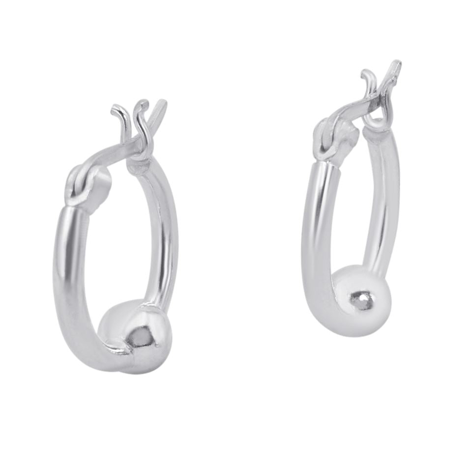 Sterling Silver Small Round Tube Hoops Simple Ball Hoop Earrings – Silverly