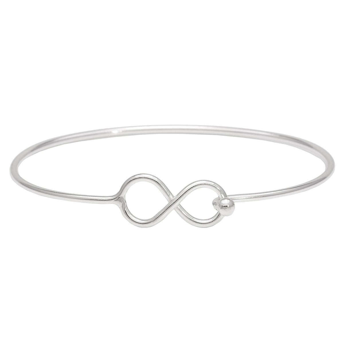 Sterling Silver Thin Wire Infinity Symbol Bangle - Hook Clasp | Silverly