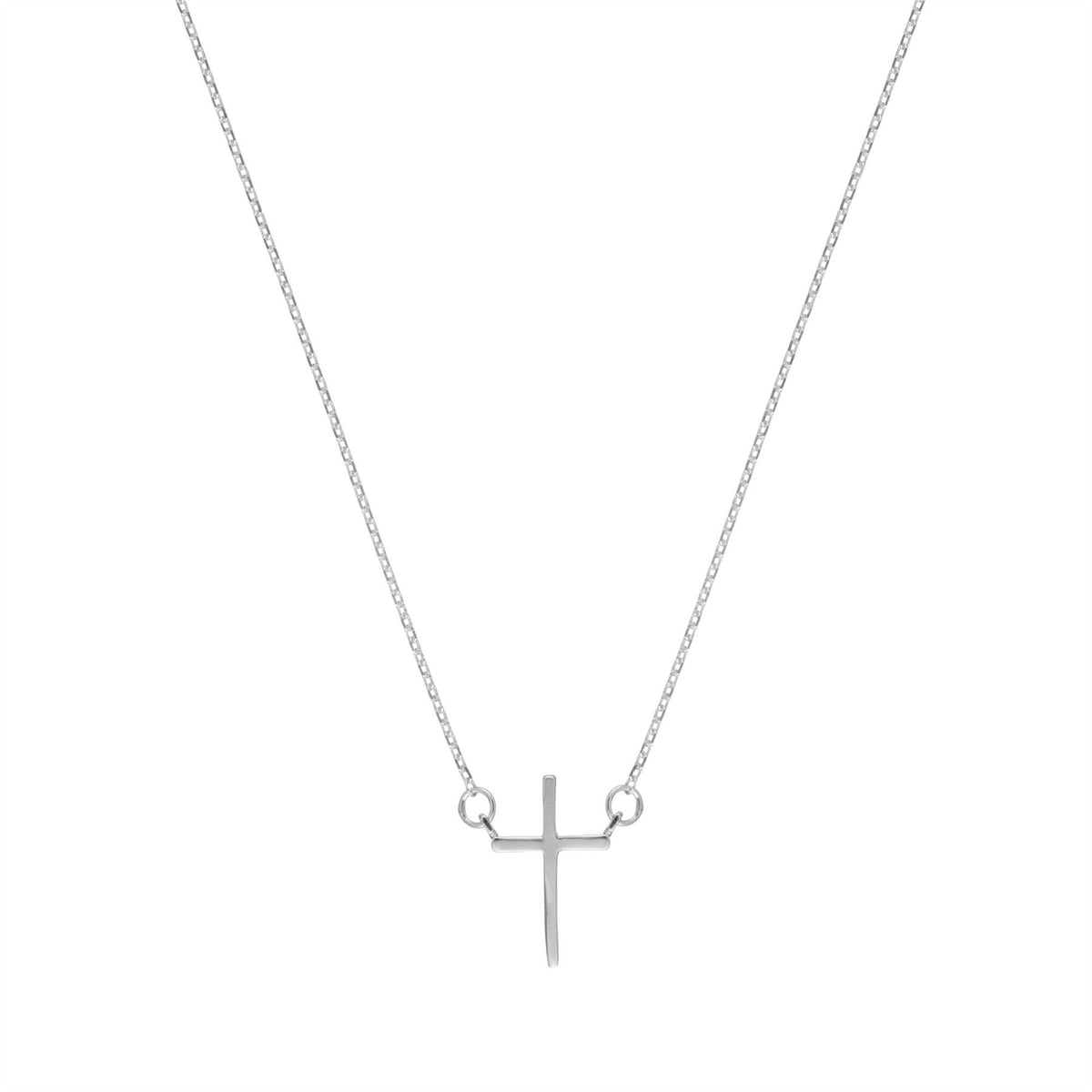 Sterling Silver Simple Cross Thin Rolo Chain Necklace | Minimalist ...