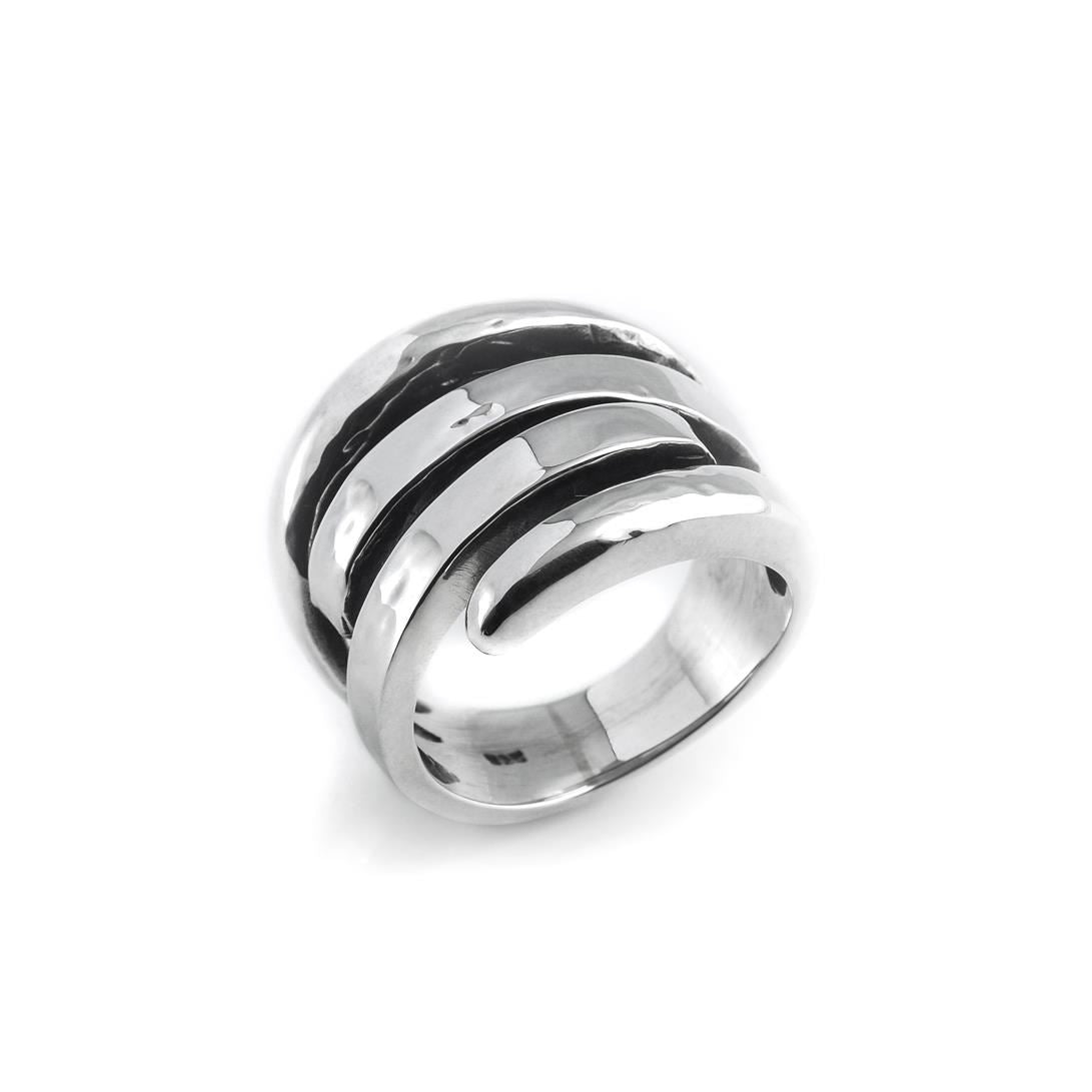 Chunky 925 Silver Overlapping Ring for Women | Silverly