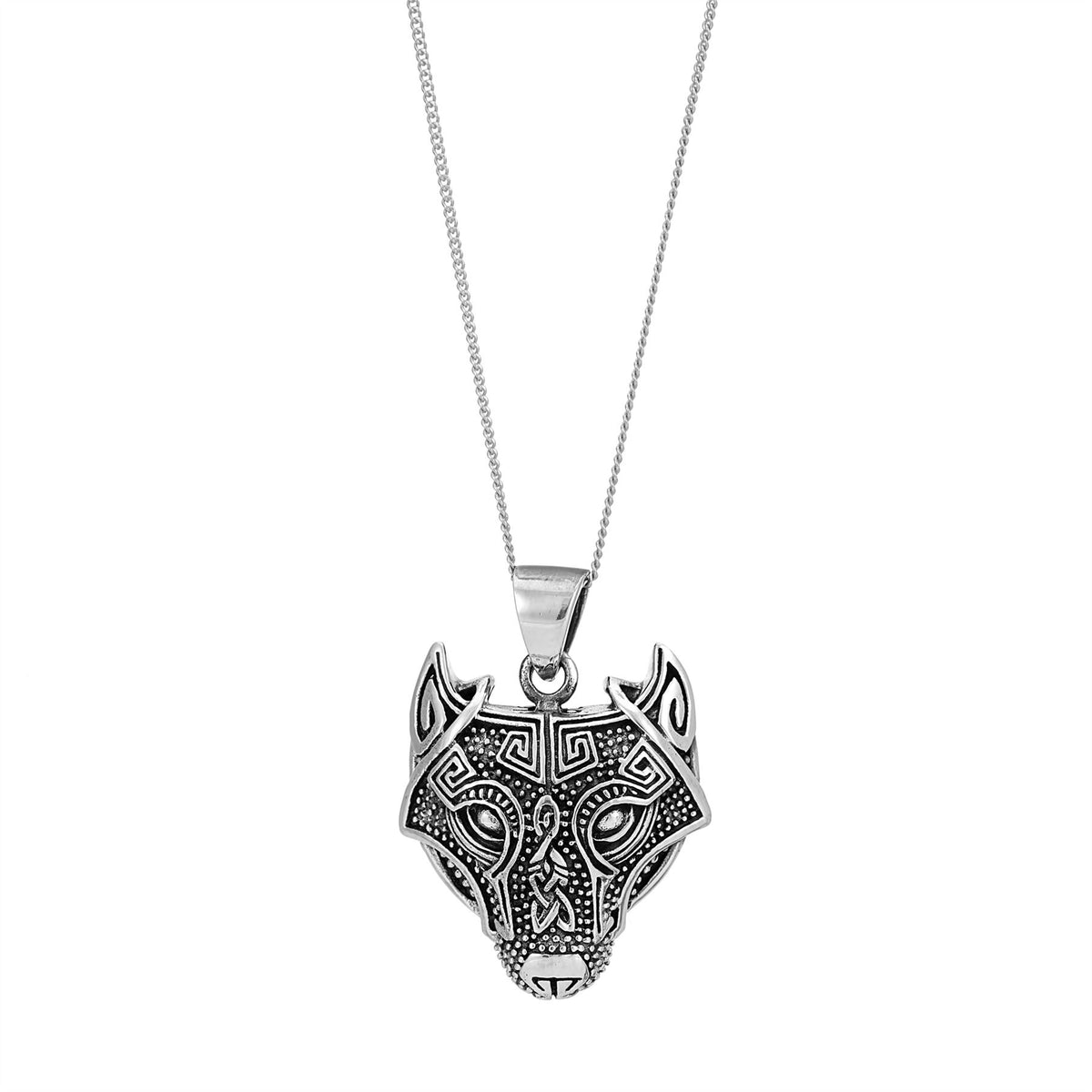 Sterling Silver Chunky Viking Norse Wolf Fenrir Pendant Necklace ...