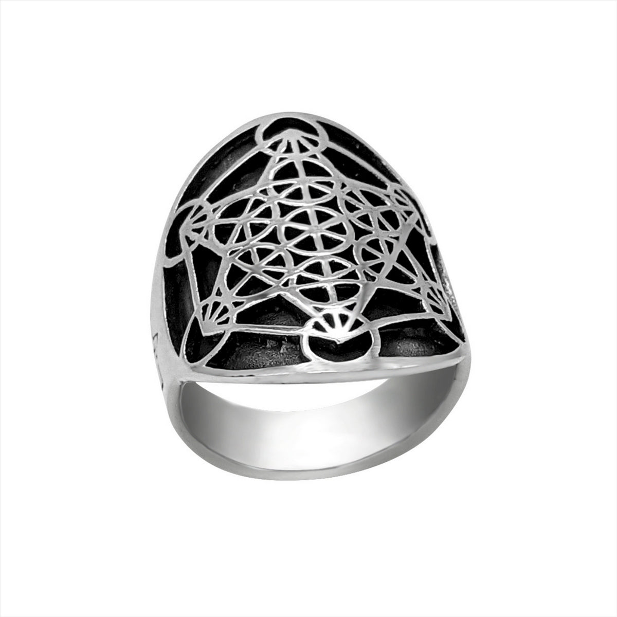 Sterling Silver Large Wide Metatron's Cube Ring | Sacred Geometry ...