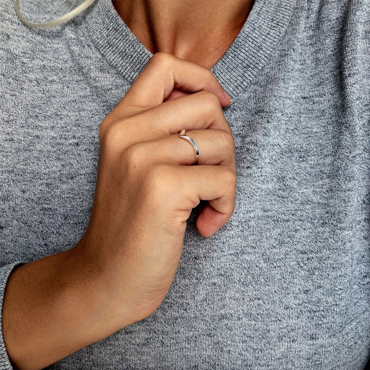 Chevron Stackable Minimalist Ring | Sterling Silver | Stylish | Silverly