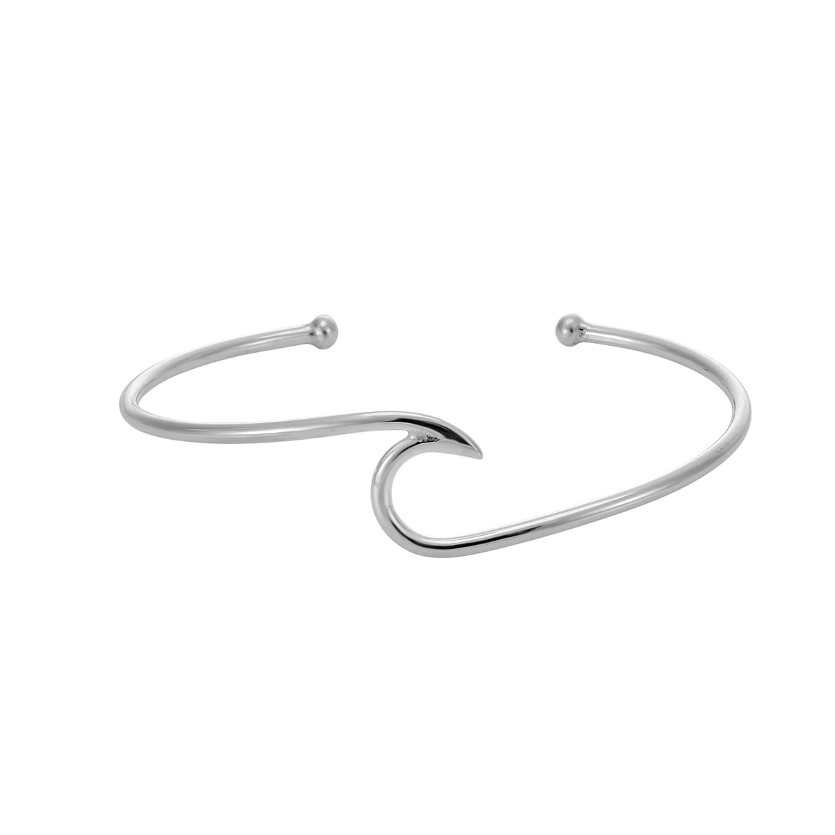 Sterling Silver Wave Bangle Adjustable Torque Bracelet | Silverly